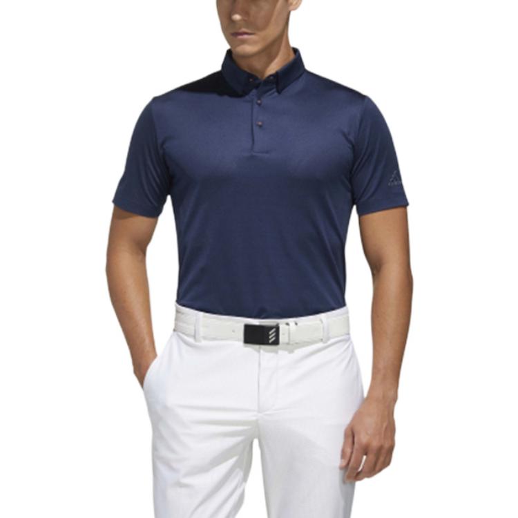 ADIDAS adidas solid color casual short sleeve polo shirt blue